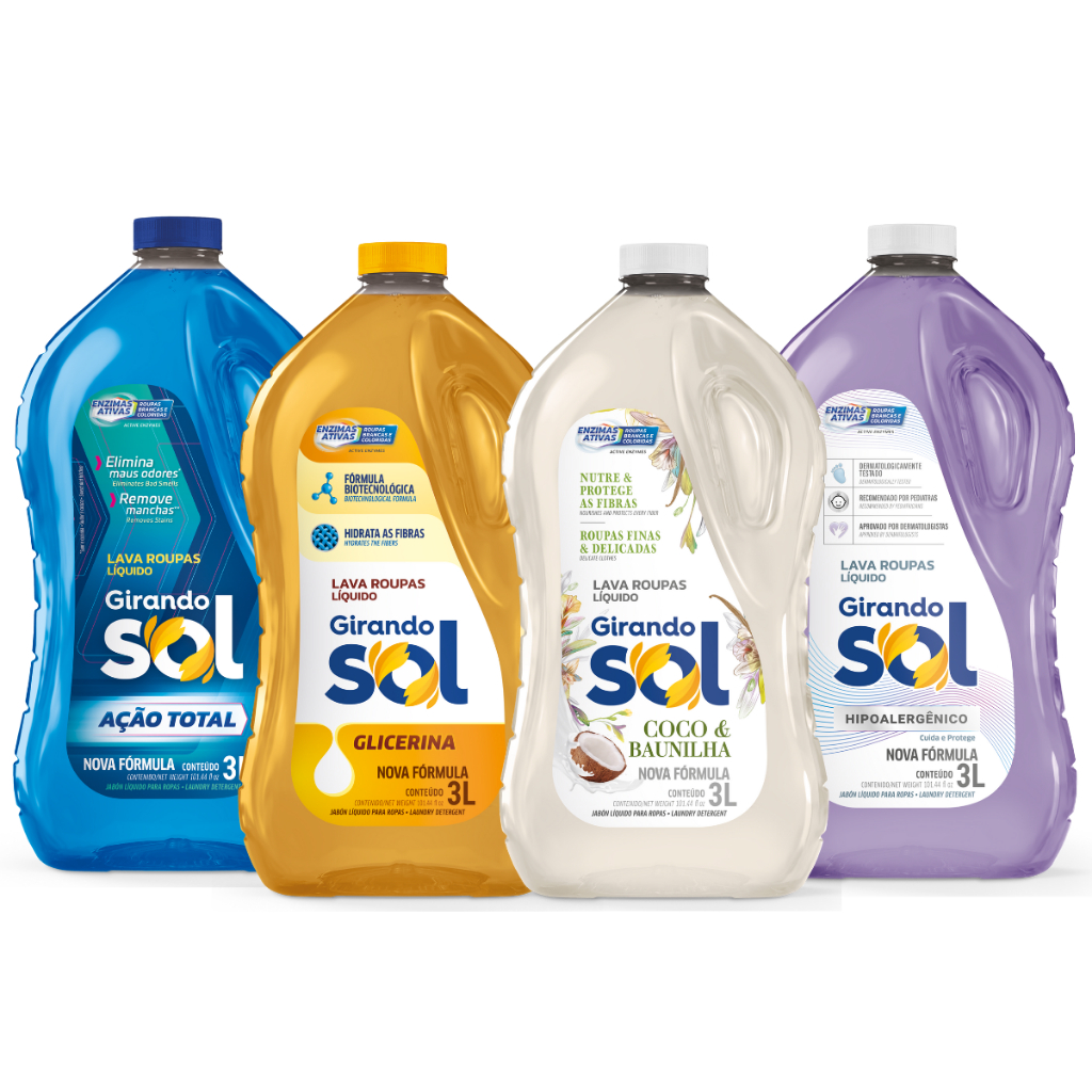 Lava Roupa Sabão Liquido Girando Sol 3 Litros Tipos | Shopee Brasil