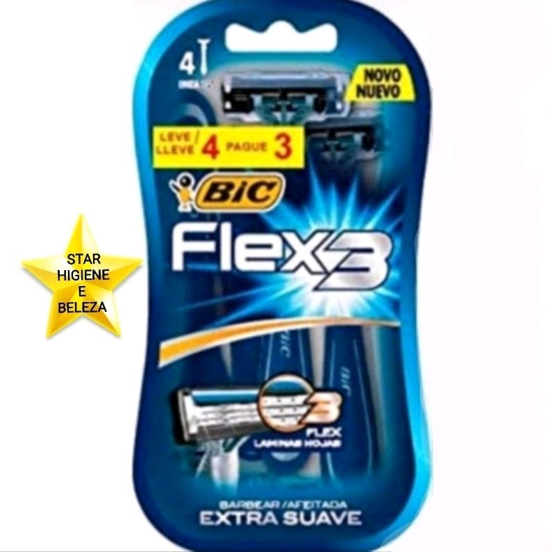 Aparelho de Barbear BIC Flex 3 Extra Suave Leve 4 Pague 3 | Shopee Brasil