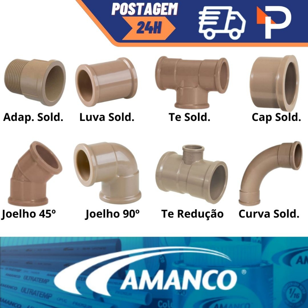 Conexões de Agua 50mm 1¹/2'' Adaptador Caps Cotovelo 45º Joelho 90º ...