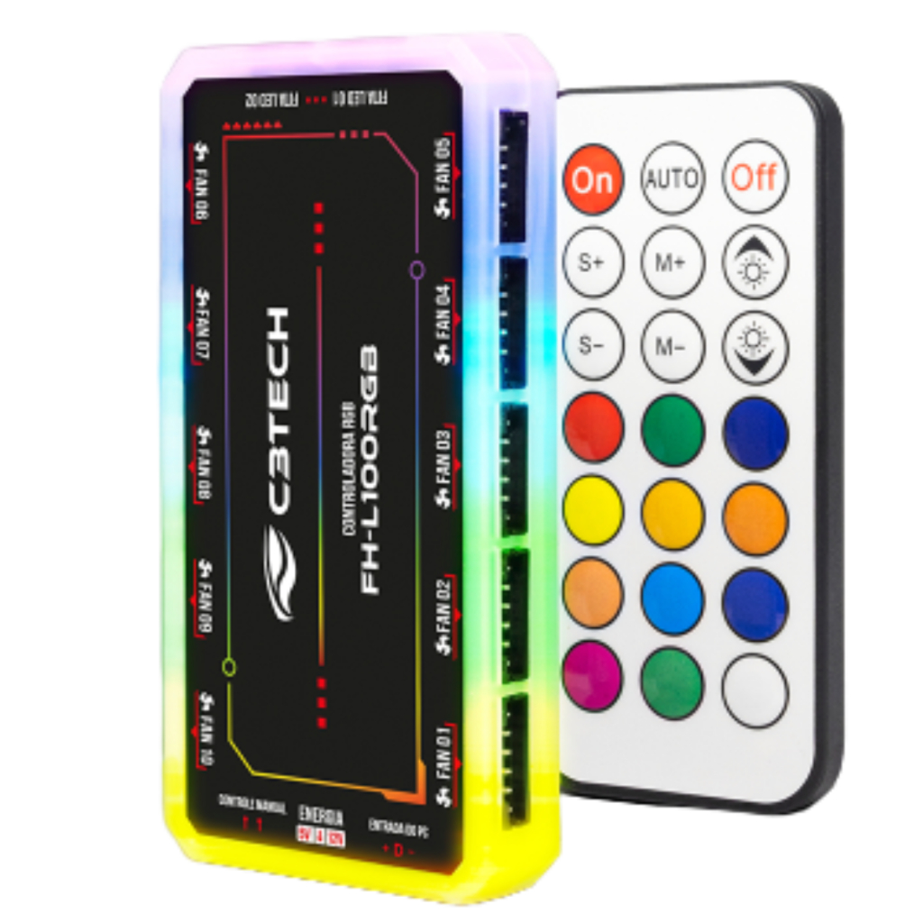 Controladora RGB para até 10 Cooler Fan ARGB 6 Pinos Controle Remoto ...