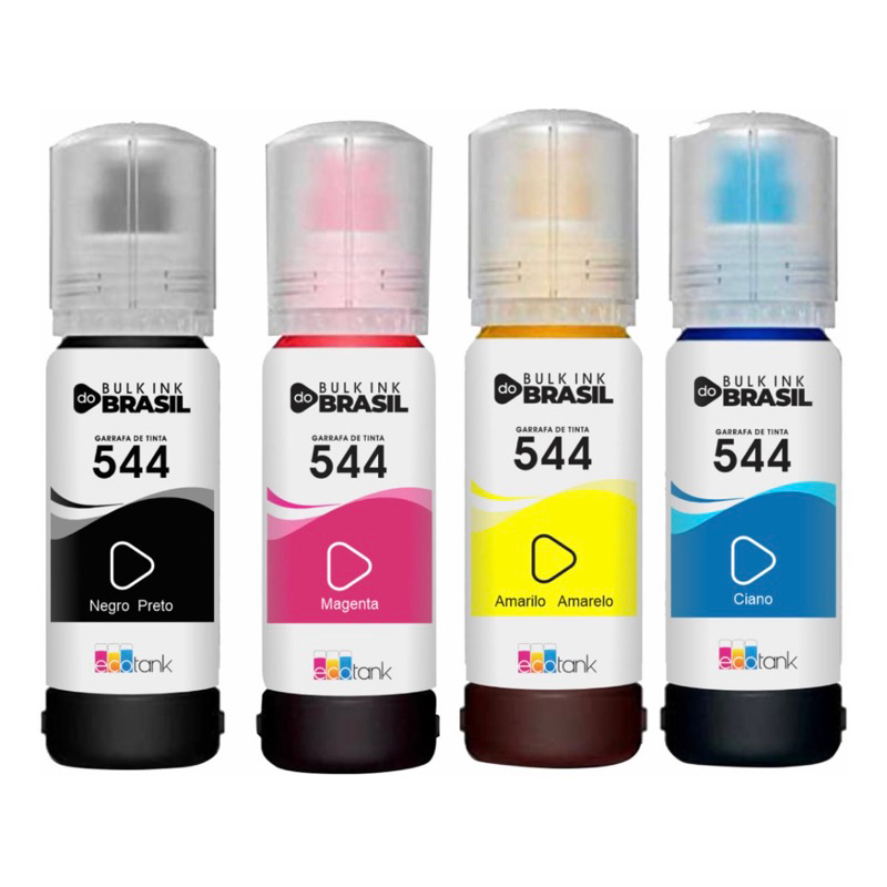 Kit 4 Cores Refil Tinta Bulk Ink T544 L3110 L3150 - Cmyk | Shopee Brasil