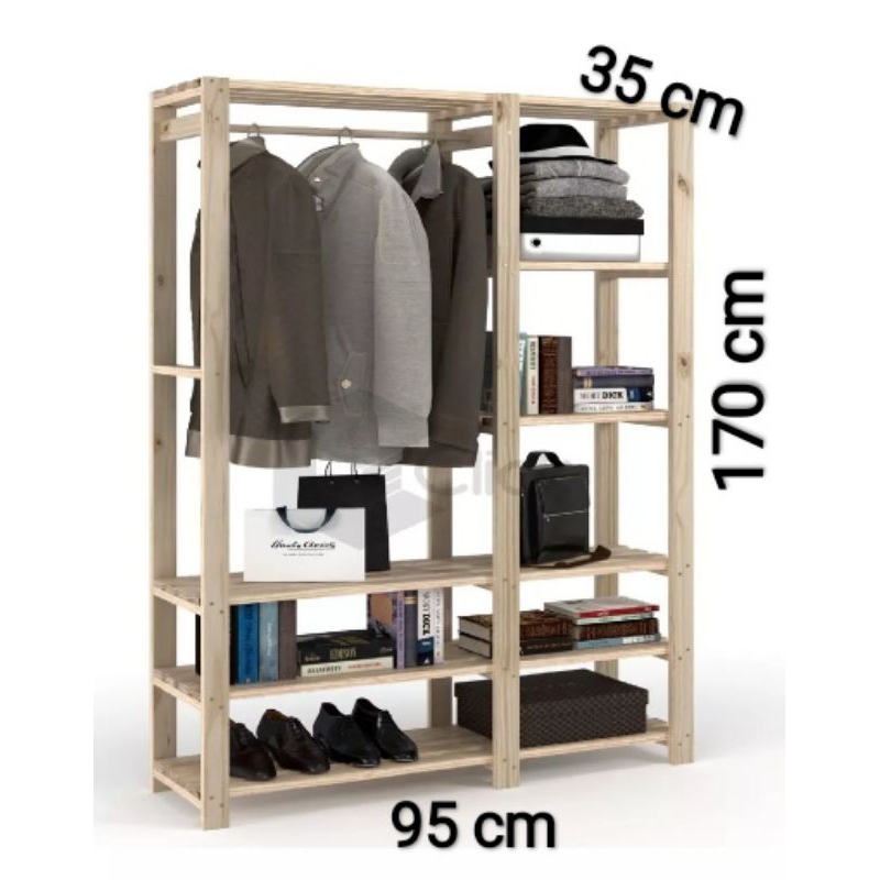 Estante Arara Com Prateleiras Guarda Roupa Para Closet | Shopee Brasil