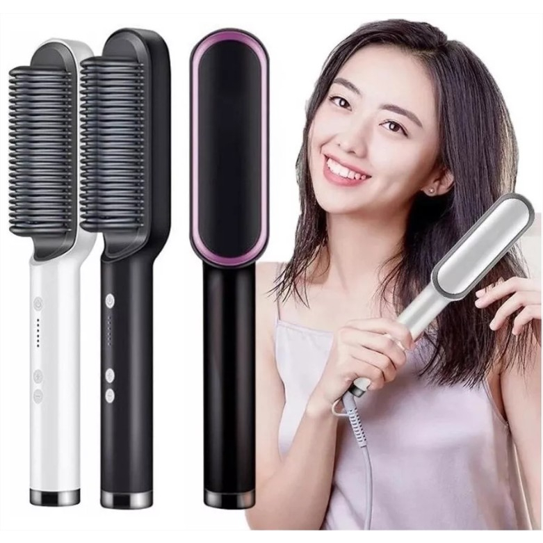 Escova Alisadora 5 em 1 - Alisa, Seca, Hidrata, Modela e Anti-Frizz ...