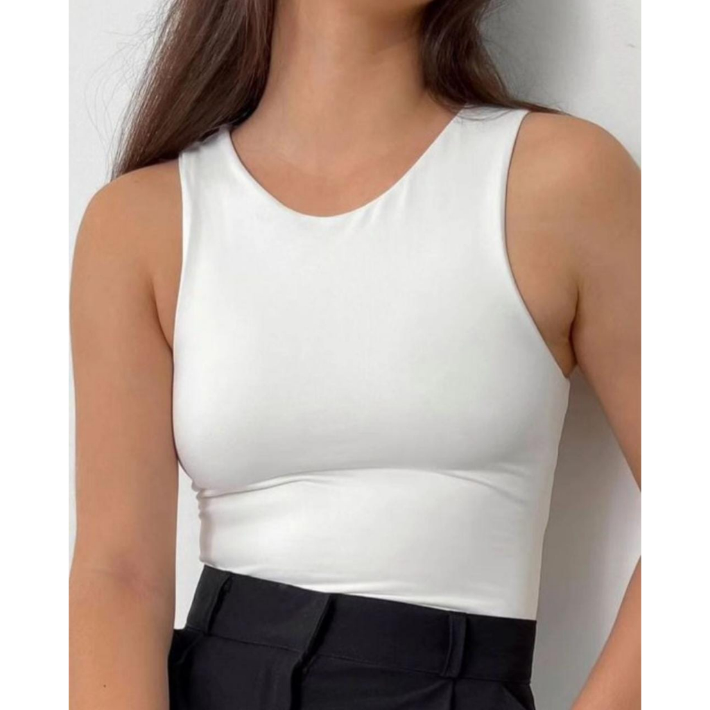 Body Inspiração Zara Feminino Regata Liso Básico Bory Suplex Sem Bojo ...