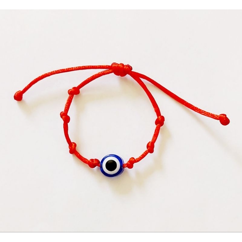 PULSEIRA DE PROTEÇÃO 7 NÓS VERMELHA COM OLHO GREGO AZUL PARA BEBÊ (0 a ...