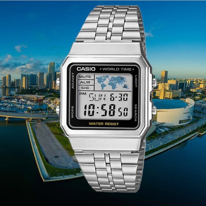 Relógio Casio A500WA-1DF Mapa Hora Mundial 5 Alarmes A500 | Shopee Brasil