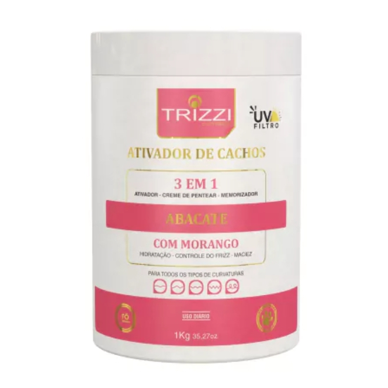 Ativador de Cachos 3 em 1 Abacate + Morango 1Kg Trizzi | Shopee Brasil