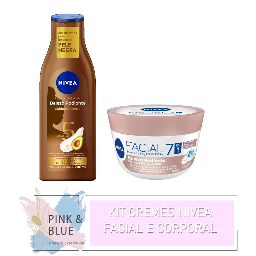 Kit Nivea Beleza Radiante Pele Negra (Creme Corporal + Creme Facial ...