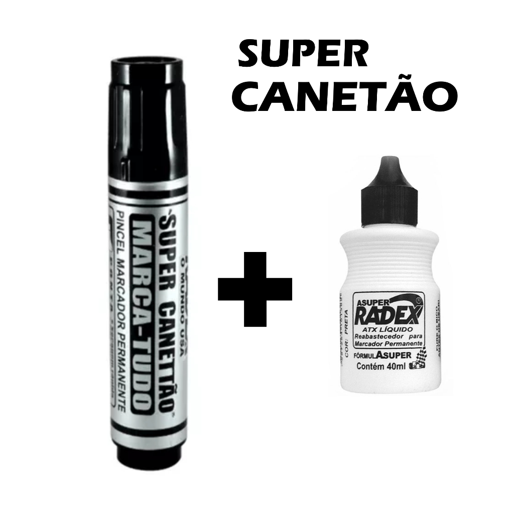 SUPER CANETÃO + TINTEIRO - CARTAZISTA - Caneta para Cartaz + Tinta ...