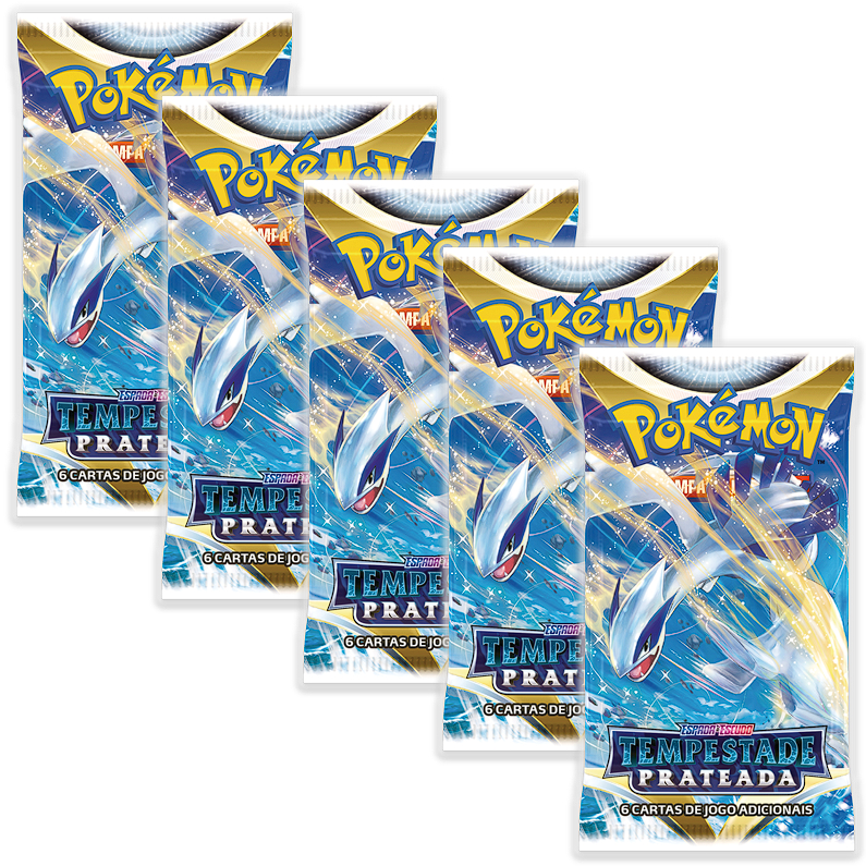 5 Booster Pokémon Espada e Escudo Tempestade Prateada Original Copag | Shopee Brasil