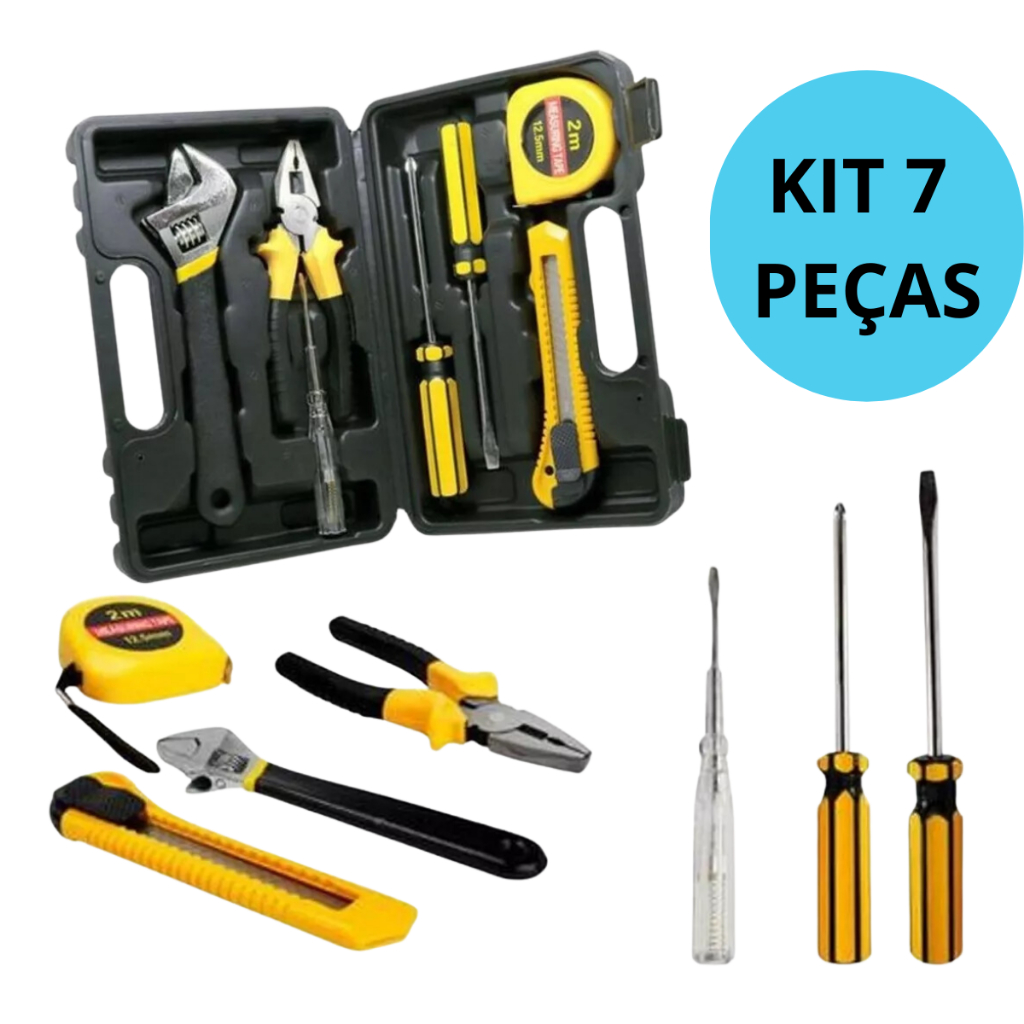 Kit De Ferramentas Com Maleta 7 Peças Compacto Dia Dos Pais Chave ...
