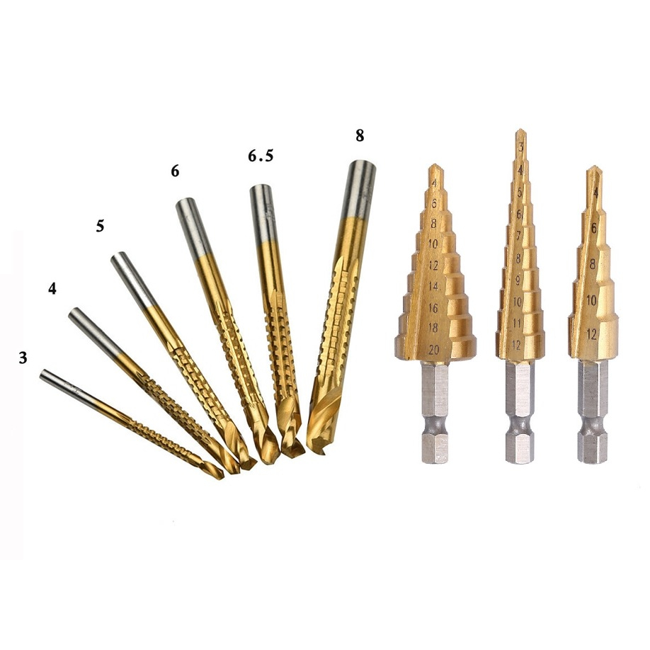 Combo Kit Brocas Para Corte Lateral + Kit Broca Escalonada para Madeira ...