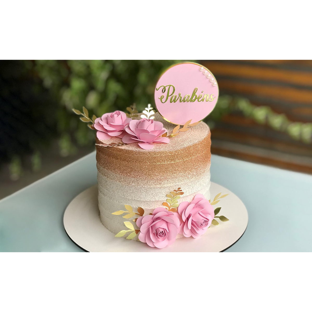 Topo De Bolo Luxo Com Rosas Varias Cores Shopee Brasil
