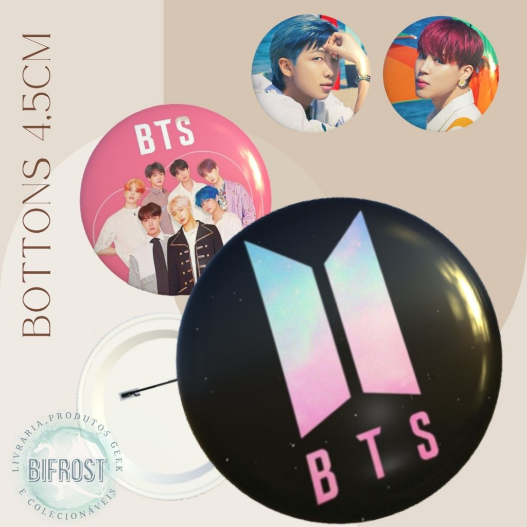 Kit 9 Bottons BTS K-pop Kim V Jeon Rm Park Suga J-Hope 4,5mm | Shopee ...