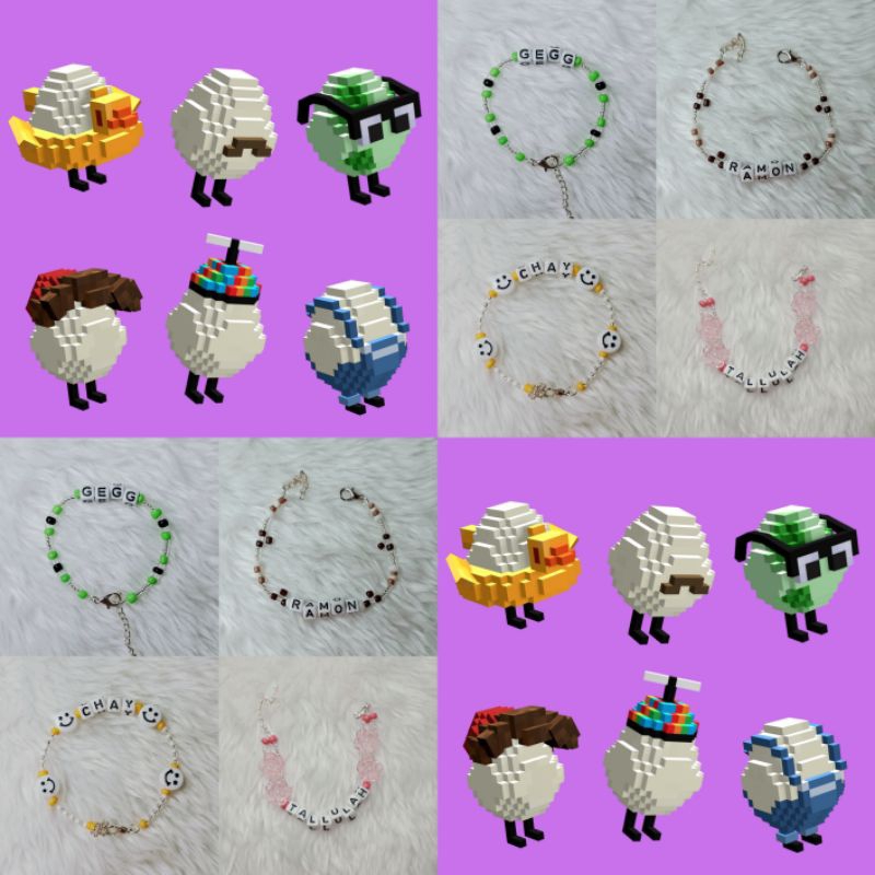 Pulseira artesanal ovos Minecraft QSMP Ramón Tallulah Chayanne Gegg ...