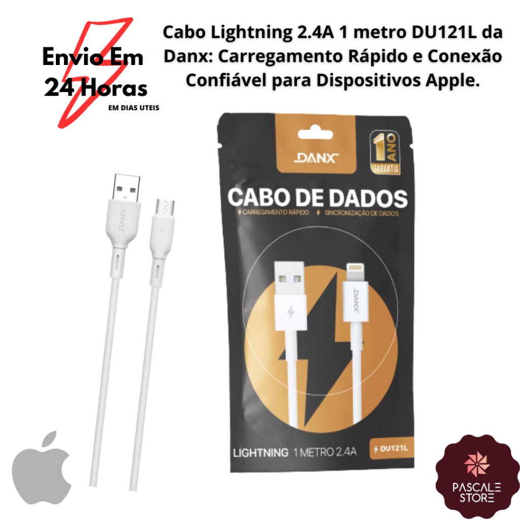 Cabo para Iphone IOS Lightning Cabo 1 Metros Carregamento Rápido, Super ...
