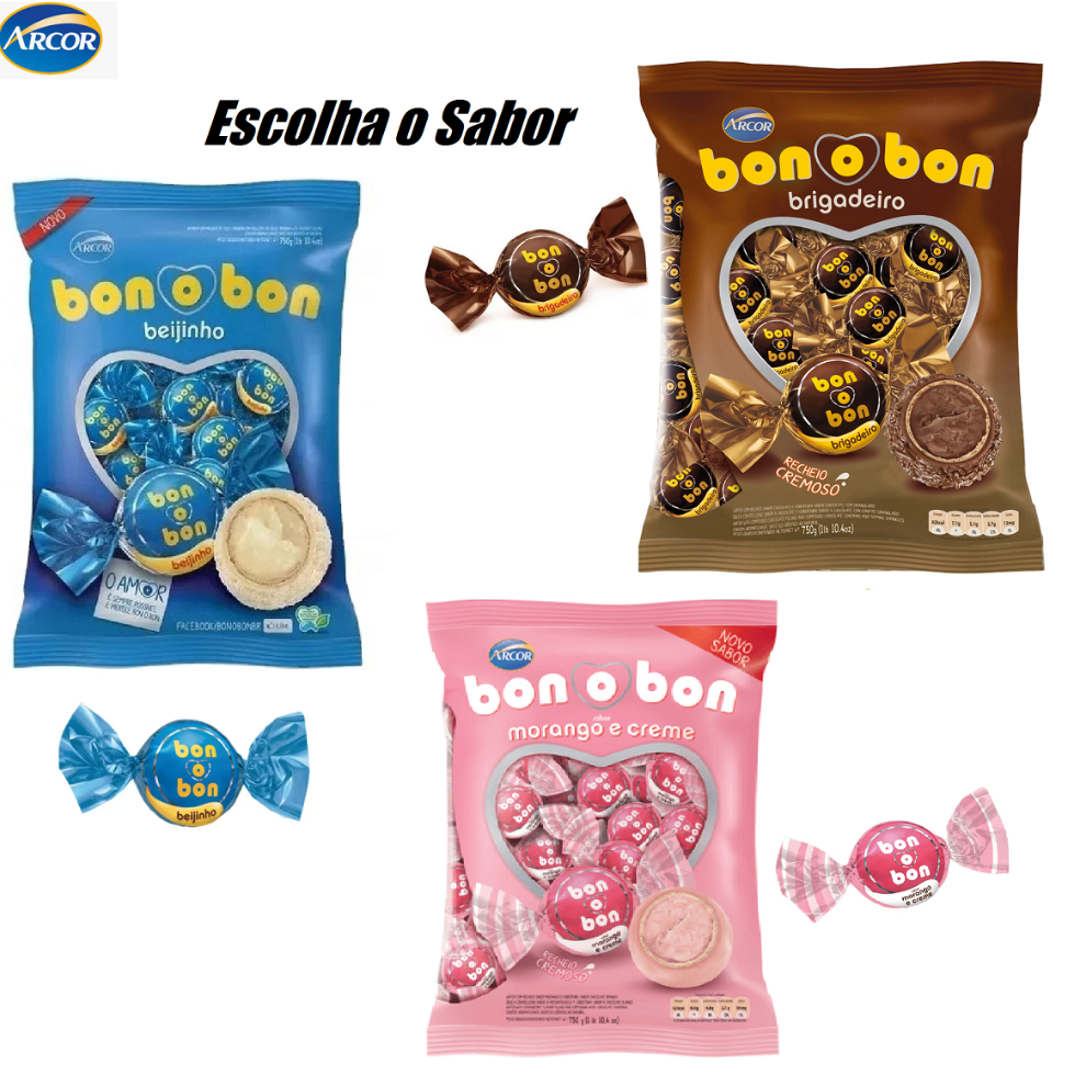 Bombons sabor Beijinho, Morango e Brigadeiro em um Pacote de 750g ...