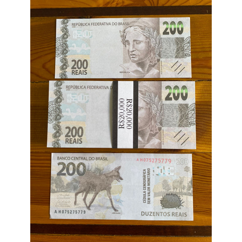 Nota de 200 reais Tamanho real Kit contem 25 Unidades Notas fake ...