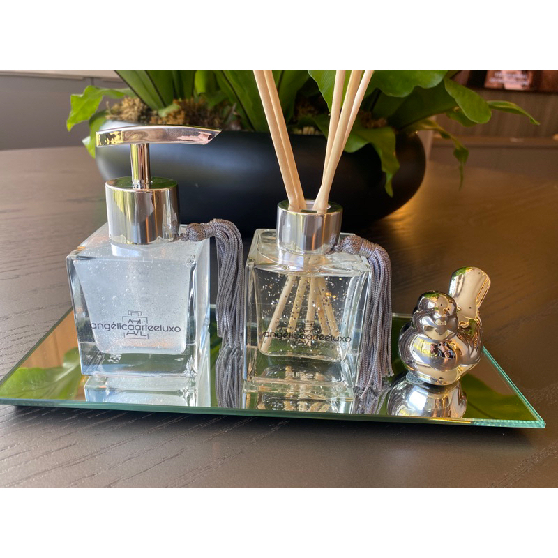 Kit Lavabo Banheiro Luxo Glitter Prata completo | Shopee Brasil
