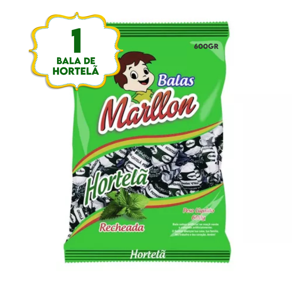 1 Saco Bala de Hortelã Marllon Original Pacote 600 gramas Kit Festa ...
