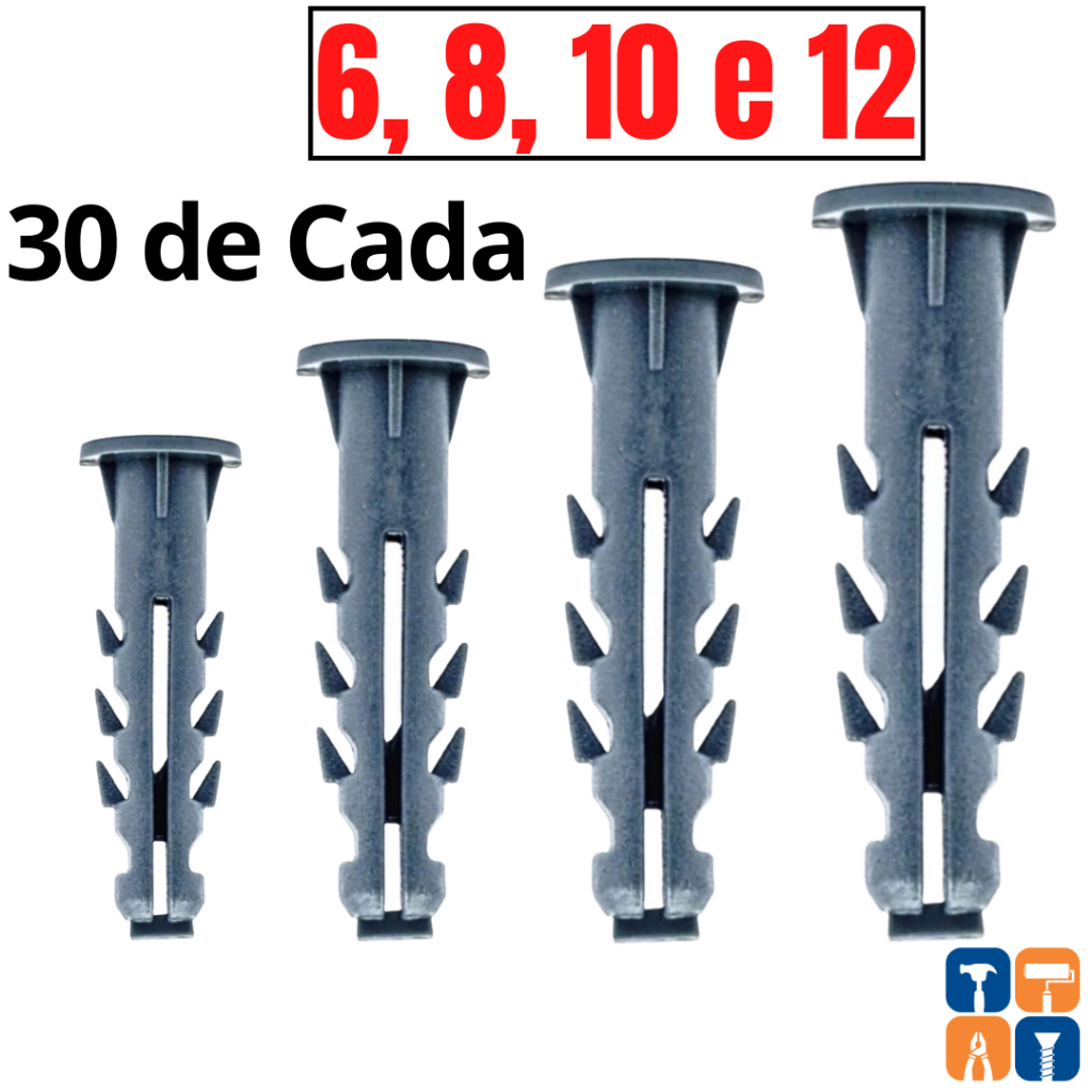 Kit Bucha Fixação com Anel 6mm 8mm 10mm 12mm com Aba 6 8 10 12 para ...