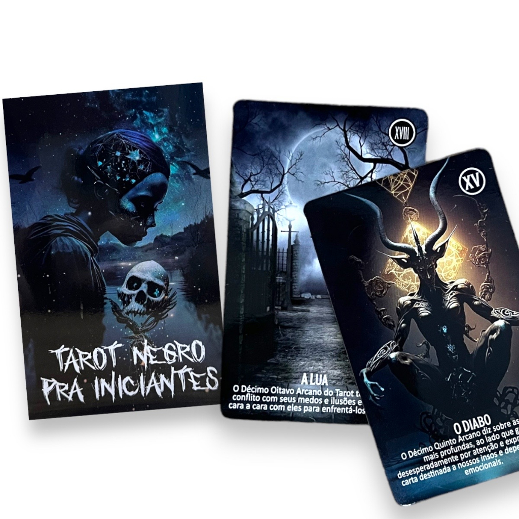 Baralho Tarot Negro Ideal Para Iniciantes Com 22 Cartas Plastificadas ...