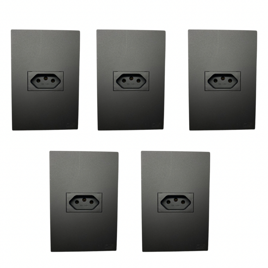 5 Tomadas Preta Fosca 10A ou 20A Recta Black Satin Fosco Blux Tomada Sem Brilho | Shopee Brasil
