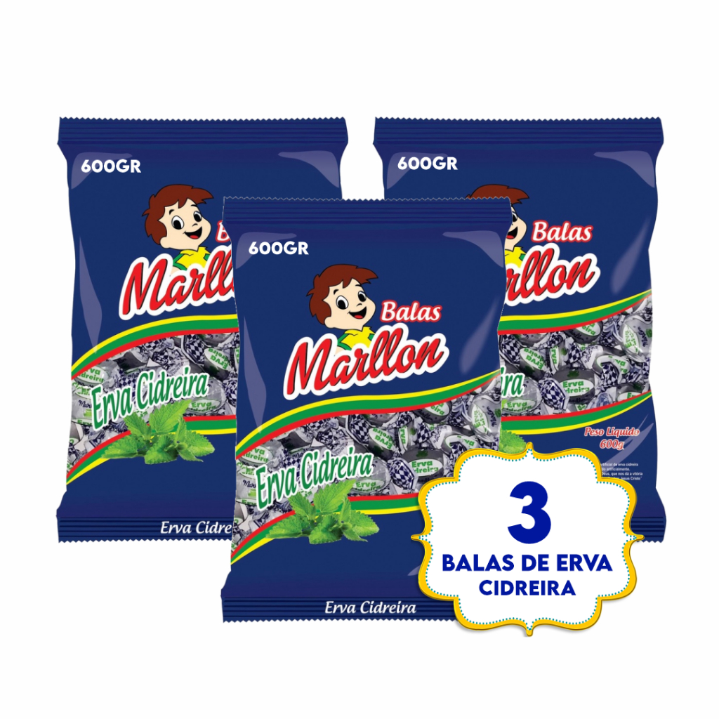3 Saco Bala de Erva Cidreira Marllon Original Sidreira Pacote 600 ...