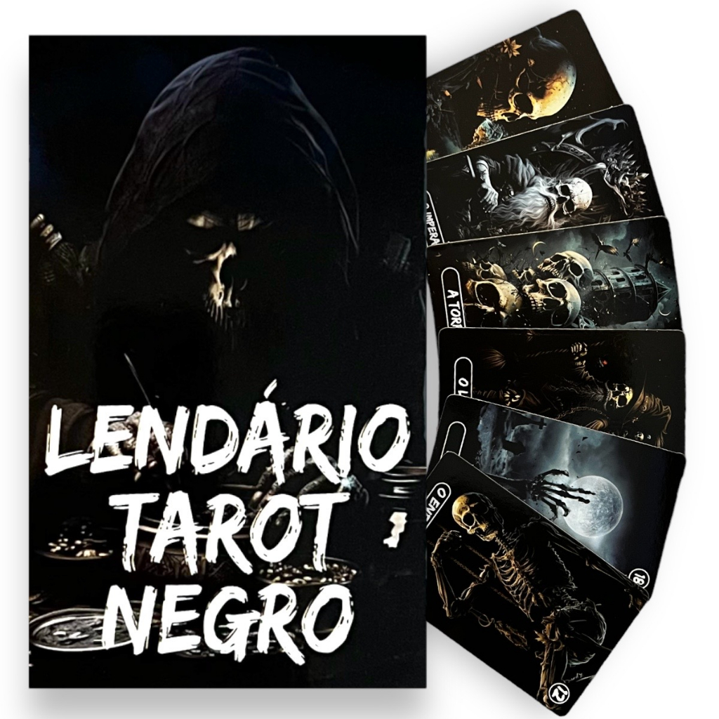 Baralho Tarot Negro Lendário Com 22 Cartas Plastificadas | Shopee Brasil