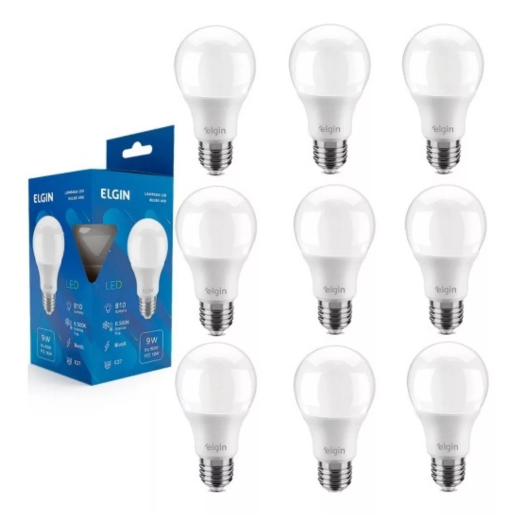 Kit 10 Lâmpada Led 9w Bulbo Soquete E27 Bivolt Casa Comércio | Shopee Brasil