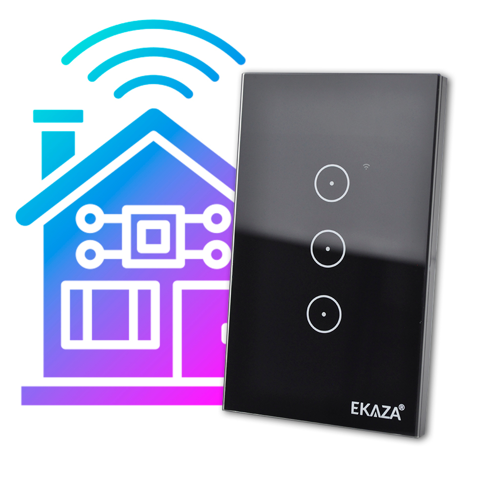 Interruptor Inteligente Touch 3 Botões Preto Compativel Com Google Home ...