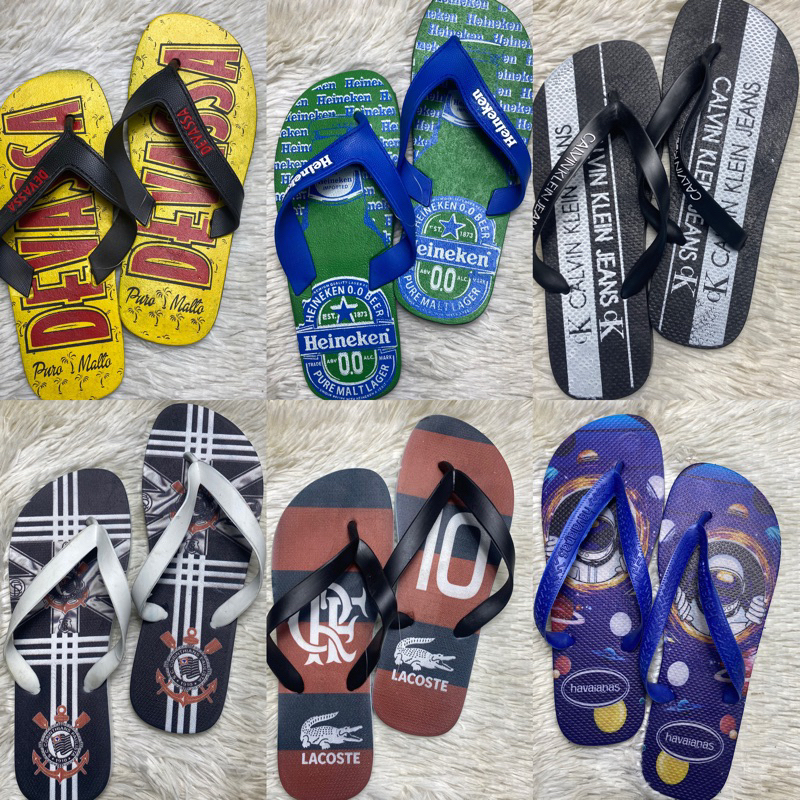 Chinelos moda masculina adulto de diversas estampas e modelos | Shopee ...