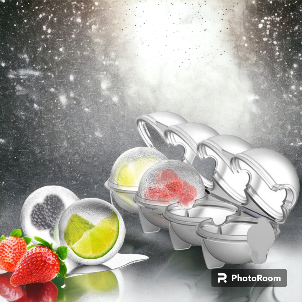 Kit 2 Forma de Gelo Redondo 4 Esferas Grandes Bar Whisky Bebida ...