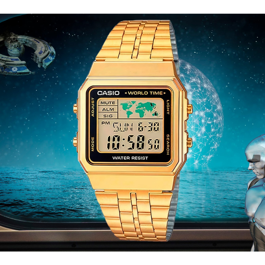 Relógio Casio A500WGA-1DF Mapa Hora Mundial 5 Alarmes A500 | Shopee Brasil