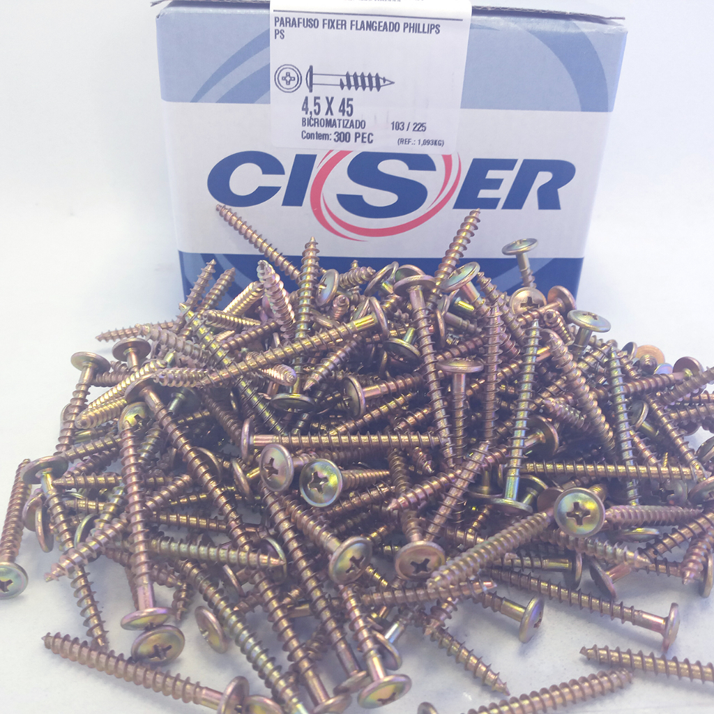 Parafuso philips p/ madeira FLANGEADO 4,5x45 cx c/300pç CISER | Shopee ...