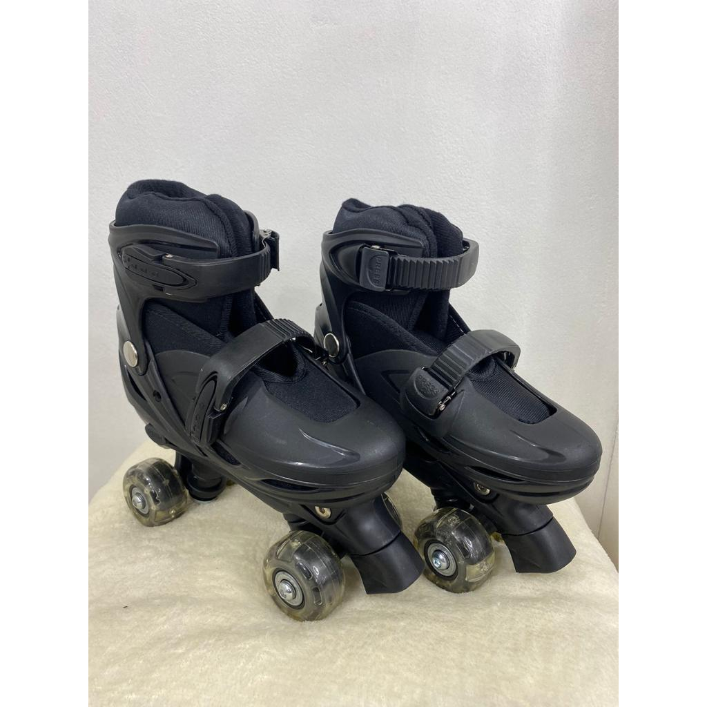 Patins 4 Rodas Quad Infantil Juvenil Preto E Rosa Push E Trava Com Luz ...