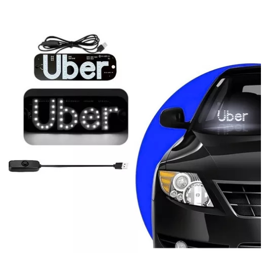Placa Painel Letreiro Luminoso Vidro Para-brisa Uber Led 12v Com ...