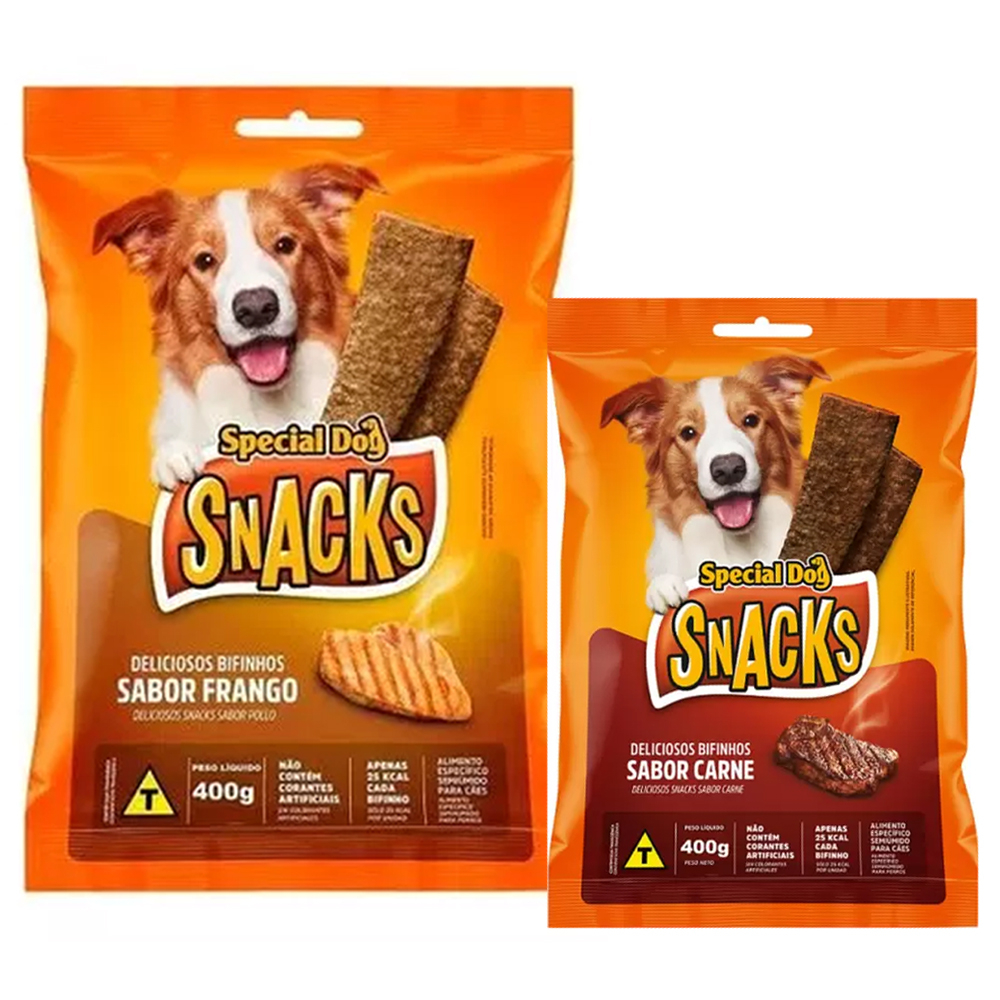 Petiscos Snacks para Cachorros Sabor Carne e Frango Special Dog 400g ...