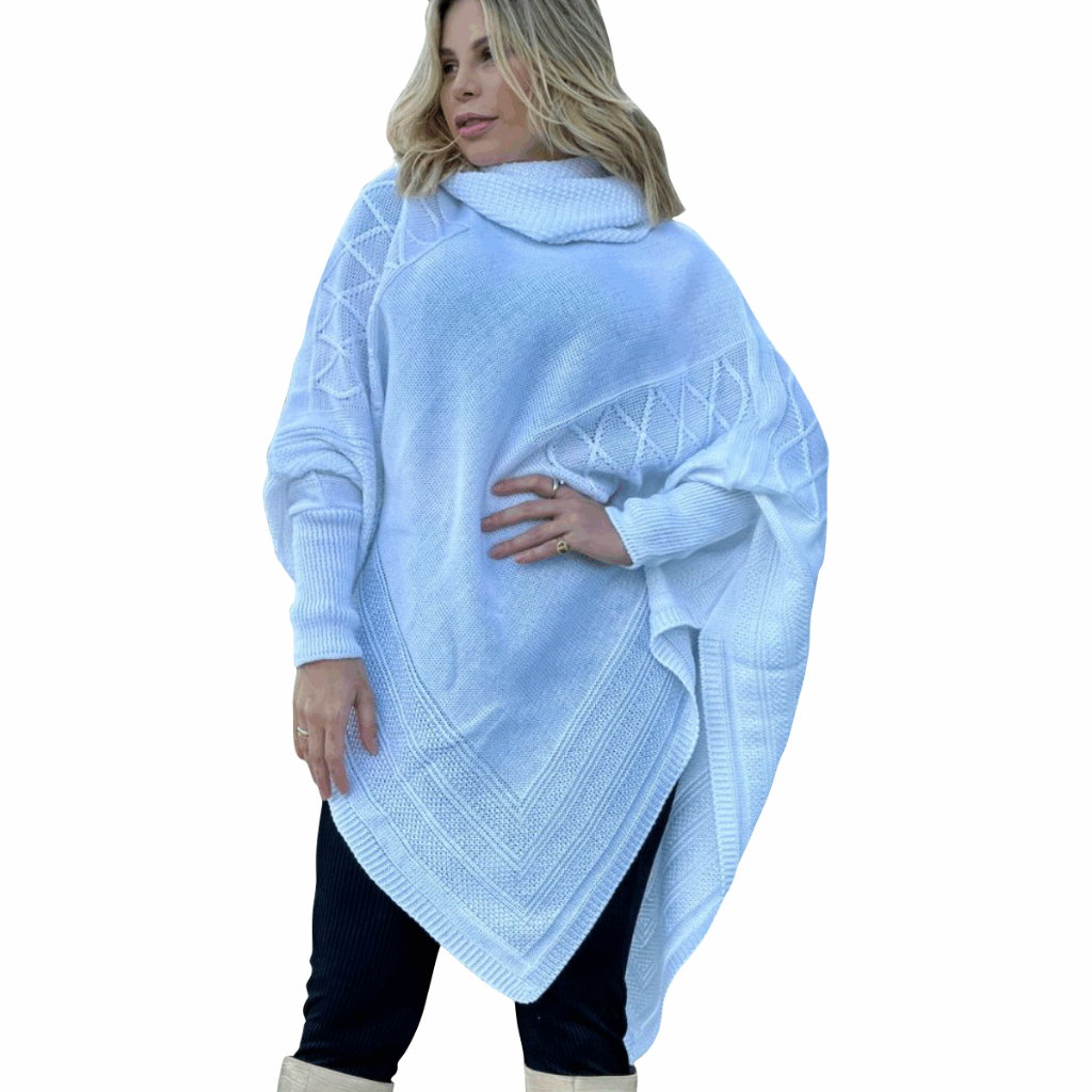 Roupa Inverno Blusão Feminino - Tricô Estilo Poncho - Pala (capa ...