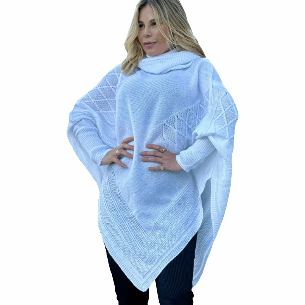 Ponche Roupa Inverno Blusão Feminino - Tricô Estilo Poncho - Pala (capa ...