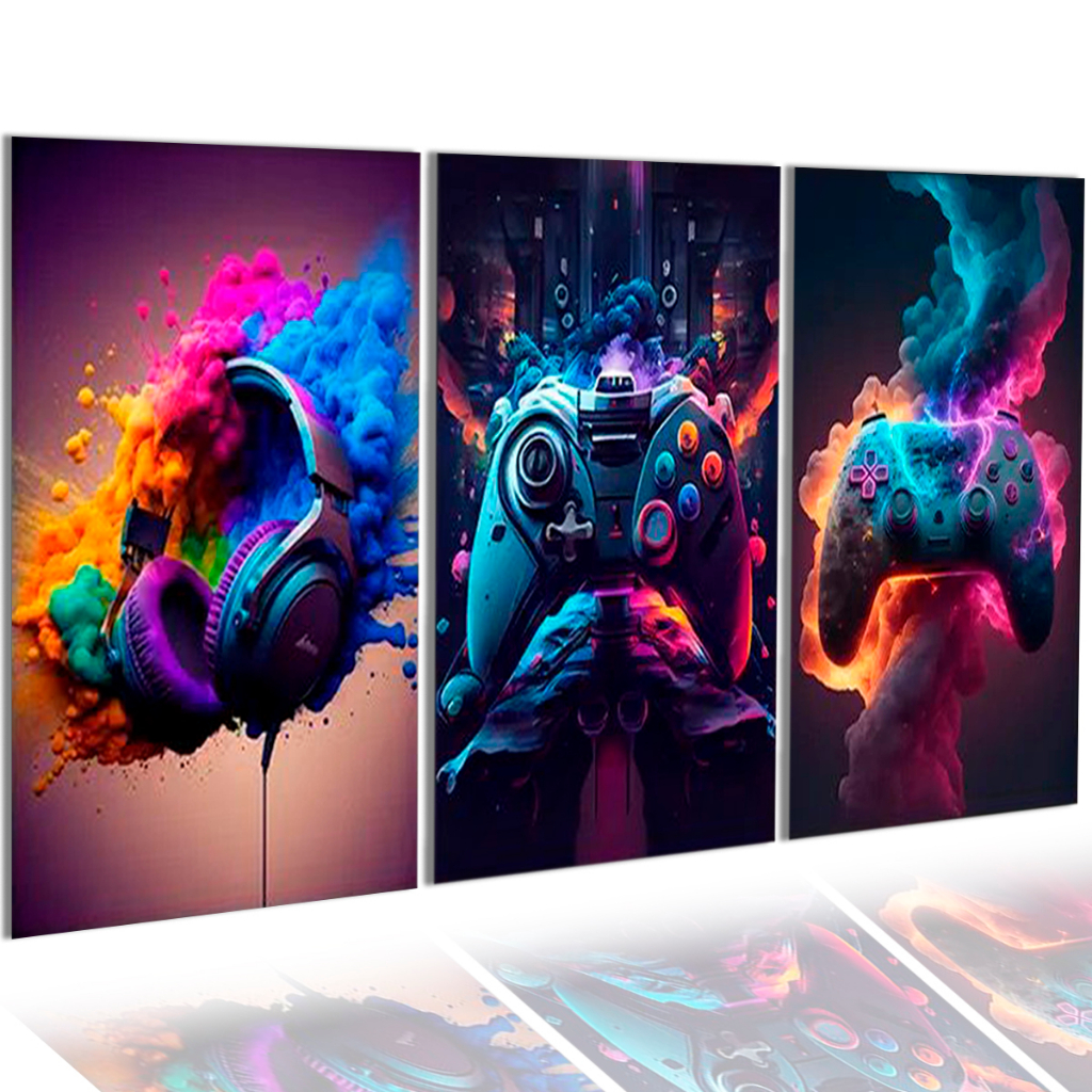 Kit Quadros Decorativos Gamer Vídeo Game Jogos Neon Para Quarto ...