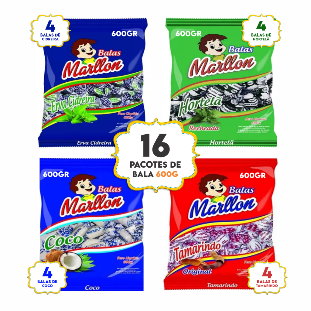 Kit 16 Sacos Bala Marllon Original Sacolinha Festa Infantil Bala de ...