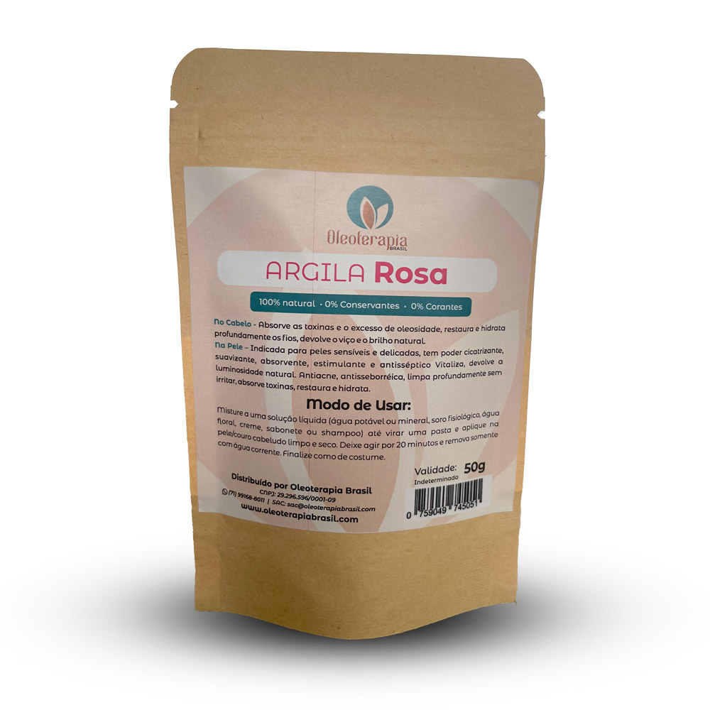 Argila Rosa 50g - 100% natural - rosto, cabelo e corpo - Oleoterapia ...