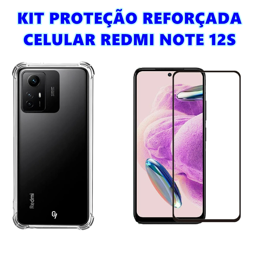 Capa Anti impacto Redmi Note 12s Celular Xiaomi Película 3D De Vidro ...