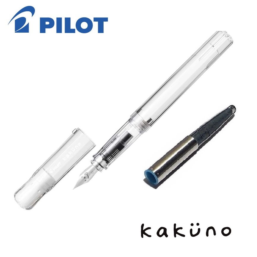 Kit Caneta Tinteiro Pilot Kakuno Transparente Pena F/M + Convervor ...