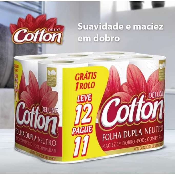 Papel Higiênico Folha Dupla Deluxe Leve 12 Pague 11 Cotton Shopee