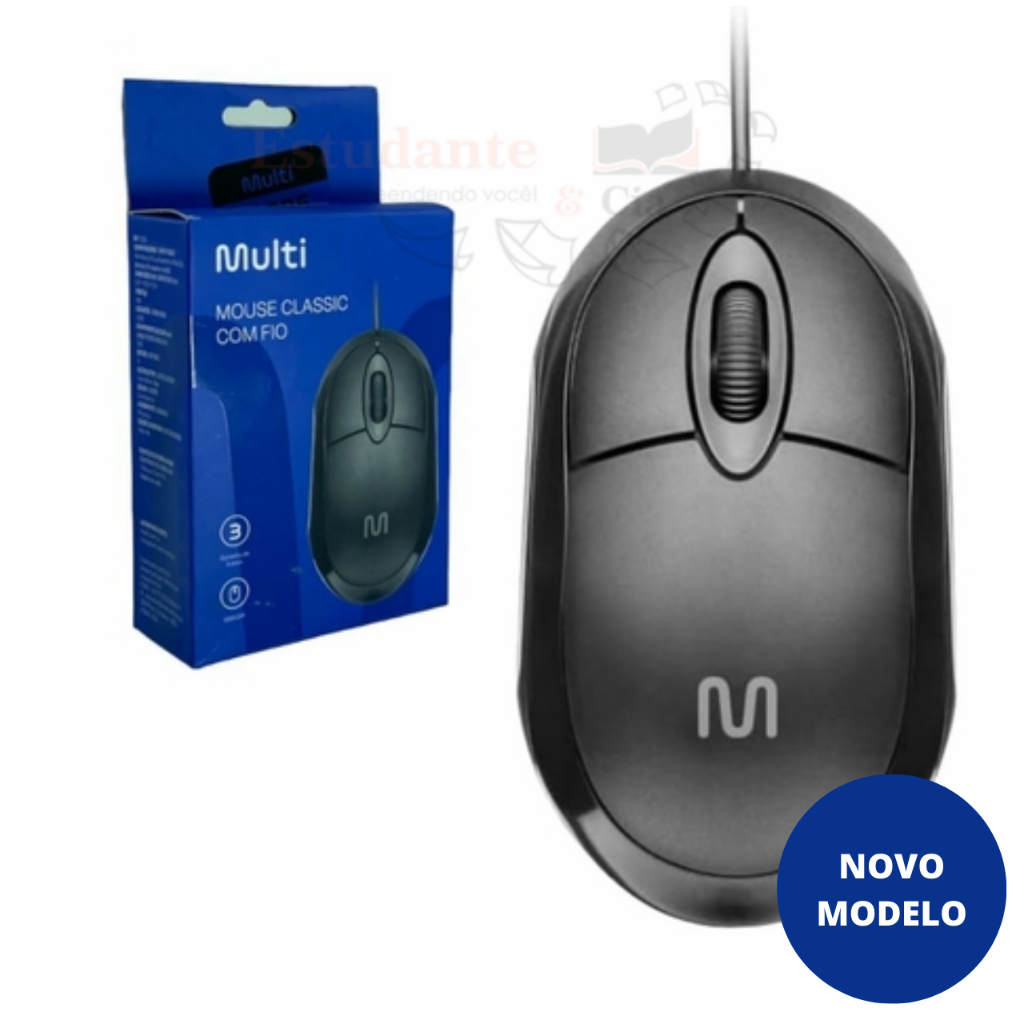 Mouse USB Com Fio Para Computador Notebook Preto Multilaser | Shopee Brasil