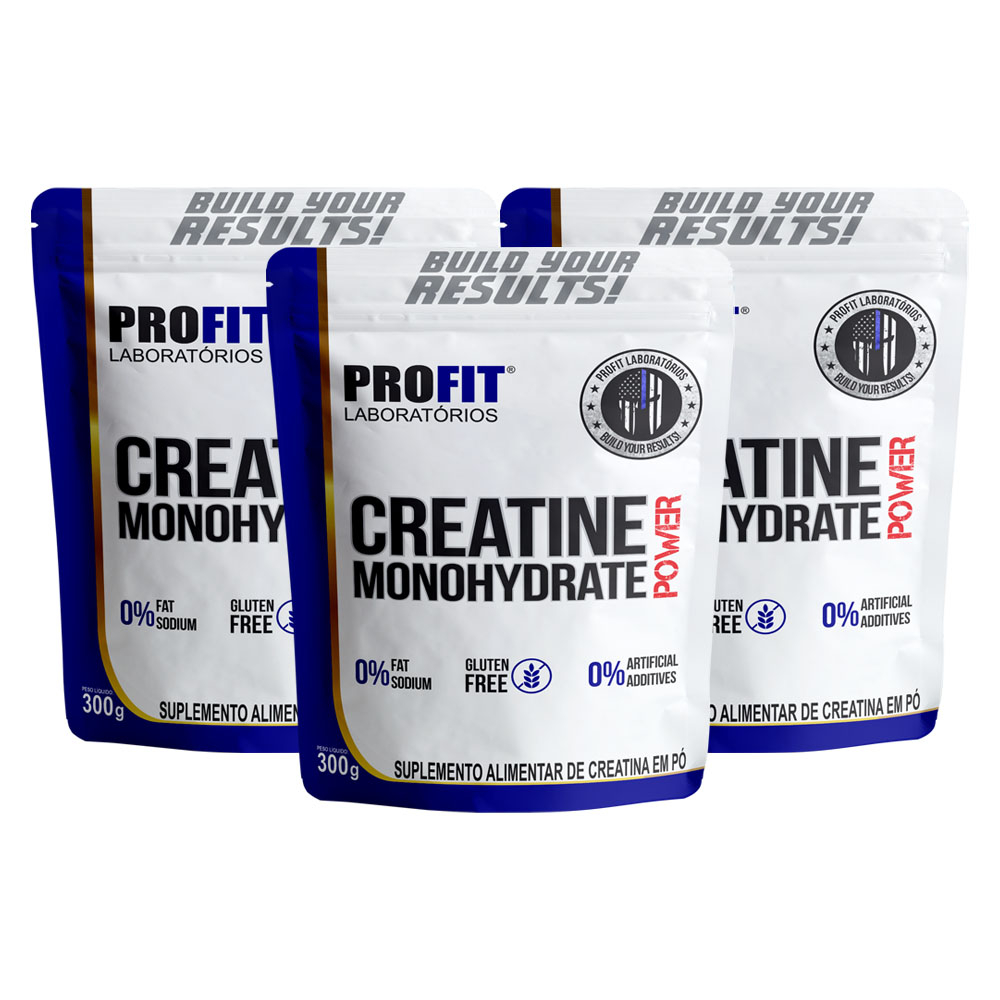 3x Creatina Power Monohidratada - 300g cada Refil - Profit Labs ...