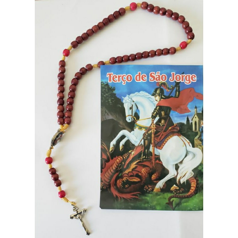 Terço de São Jorge em madeira 33 cm com crucifixo-Artigos Religiosos ...