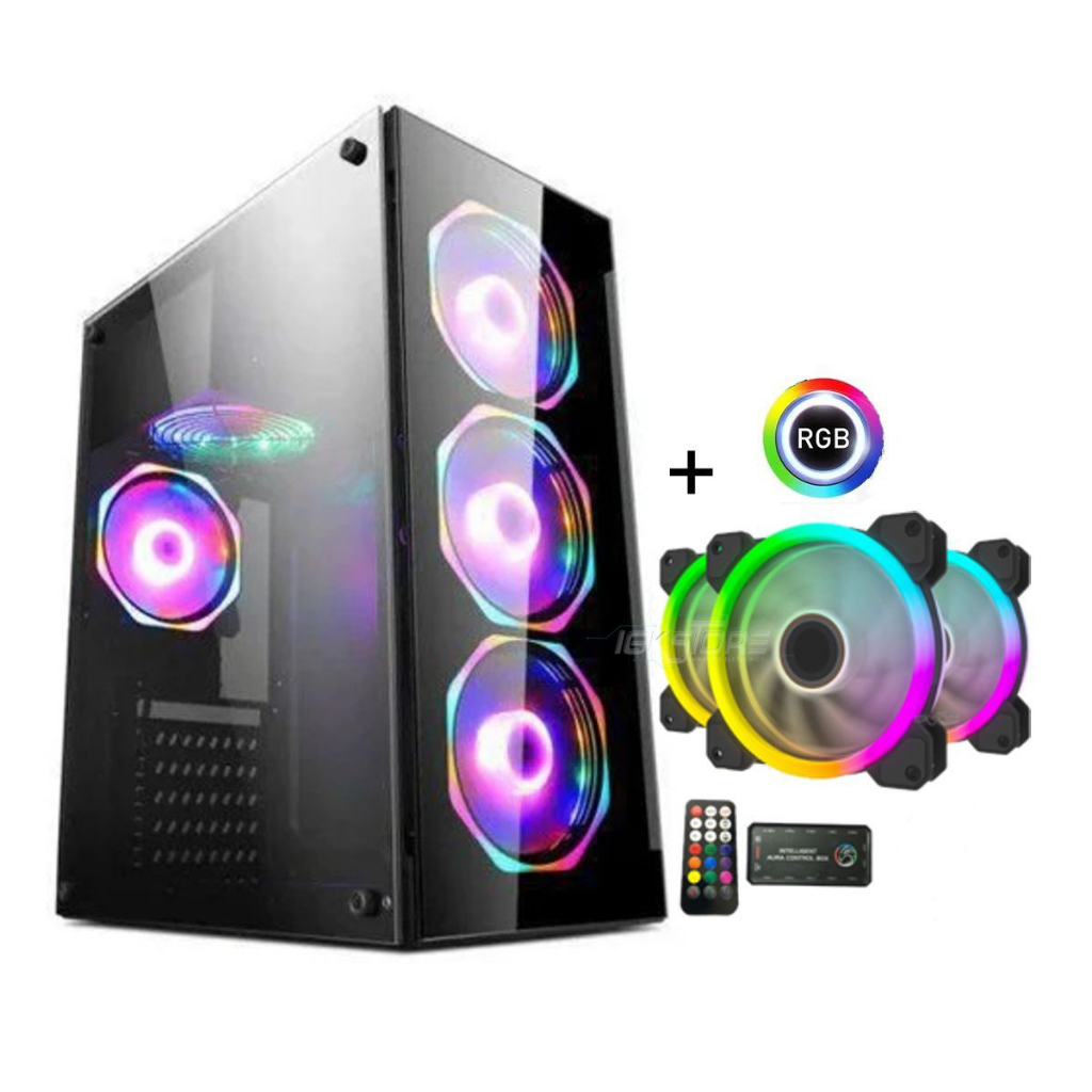 Gabinete Gamer Atx Lateral Acrilico Frente Vidro Temperado 3 Cooler Fan ...